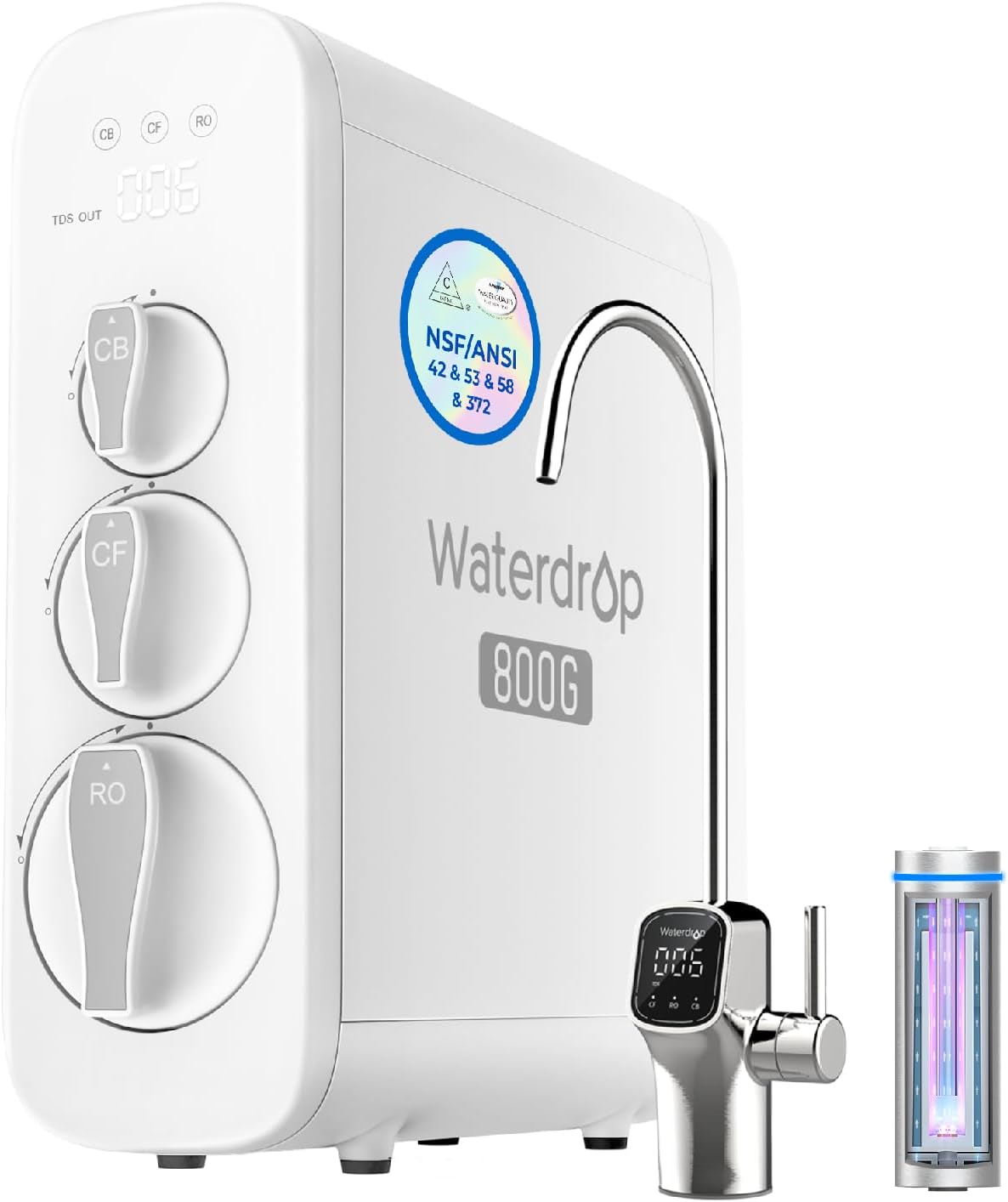 Waterdrop G3P800 Reverse Osmosis System, 800 GPD Fast Flow, NSF/ANSI 4 ...